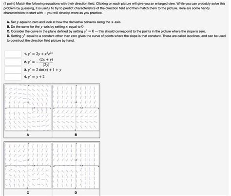 solved 1 point match the following equations with their