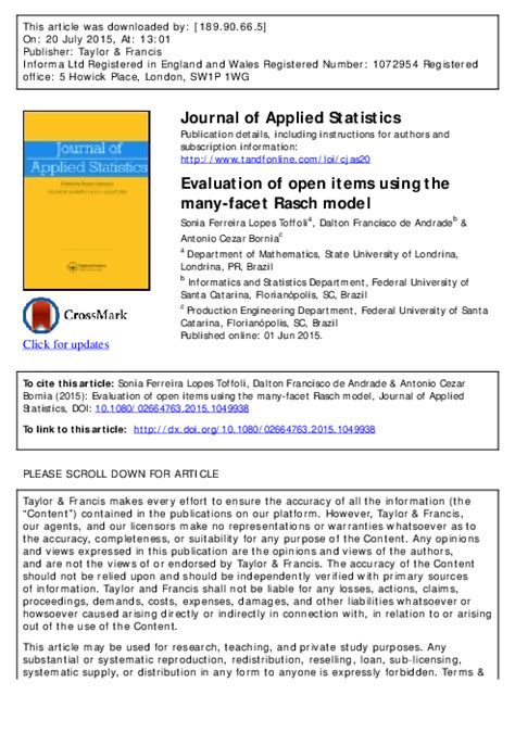Pdf Evaluation Of Open Items Using The Many Facet Rasch Model