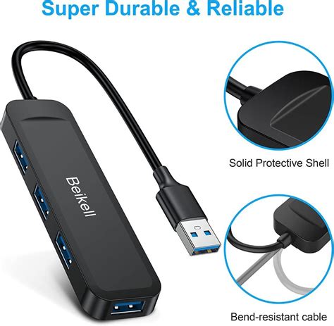 Usb Hub Beikell 4 Port Usb 3 0 Data Hub Ultra Slim High Speed Usb Splitter For Macbook Mac Pro