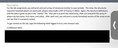 Solved Description For The Lab Assignment You Will Print Chegg