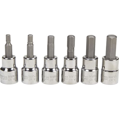 Klutch Hex Bit Socket Set 6 Pc 3 8in Drive Metric Northern Tool