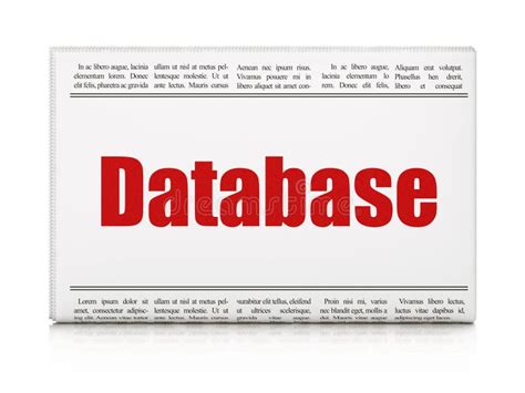 Database Concept Newspaper Headline Database Stock Illustration