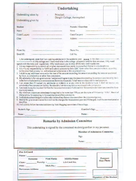 Undertaking Form Pdf