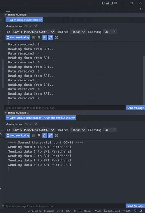 making two raspberry pi pico boards communicate through spi using c c