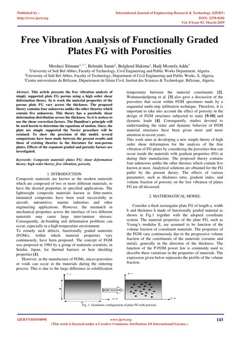 Pdf Free Vibration Analysis Of Functionally Graded Plates Fg With
