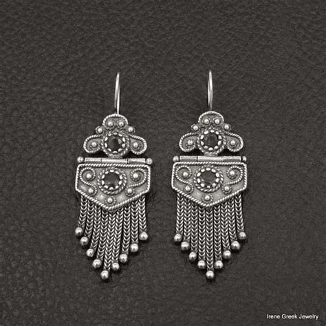 Handmade Silver Earrings with Red Stones