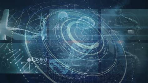 Animation Of Scope Scanning Over Multiple Screens With Medical Data Processing On Blue