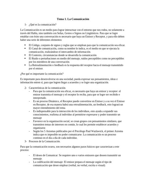 Tema 1 La Comunicacion Contenido Mapa Mixto Pdf Comunicación