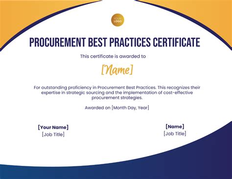 Free Procurement Best Practices Certificate Template To Edit Online