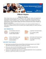 VMock Guide Lambton Pdf VMock Aspire How To Guide VMock Aspire Helps Users Get Instant