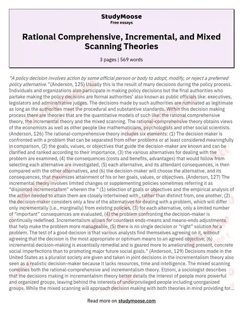 rational comprehensive incremental and mixed scanning theories free