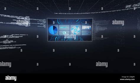 Image Of Scope Scanning Statistics Recording Globe Spinning And Data Processing On Screens