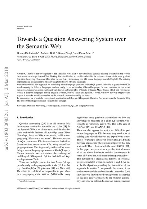 Pdf Towards A Question Answering System Over The Semantic Web