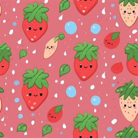 Premium Ai Image Seamless Cutie Strawberry Pattern
