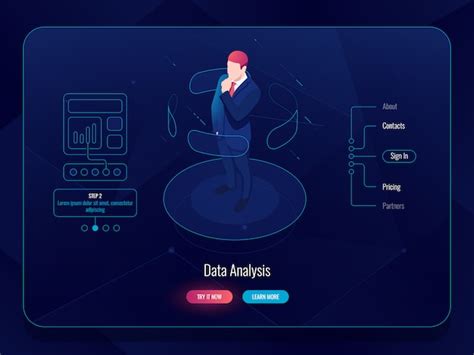 free vector isometric data processing center ai programming neron