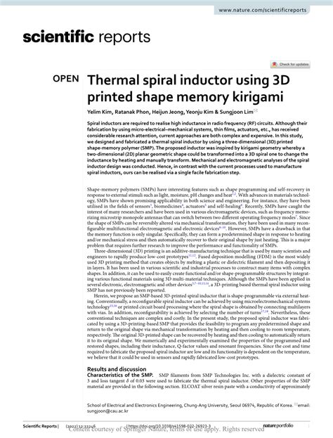 Pdf Thermal Spiral Inductor Using 3d Printed Shape Memory Kirigami