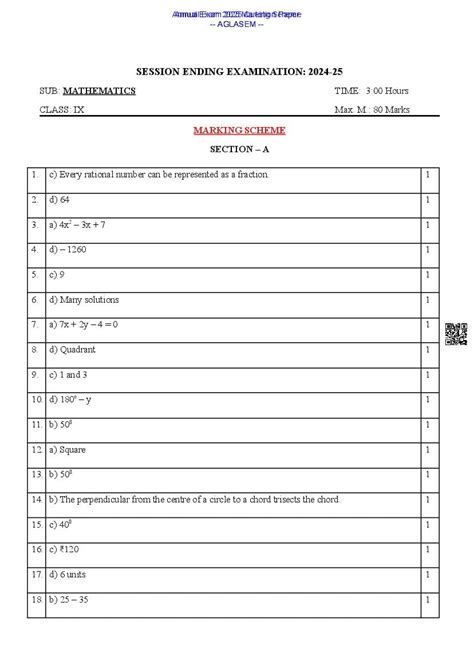 Class 9 Maths Question Paper 2025 Pdf Download 9th Std Annual Exam