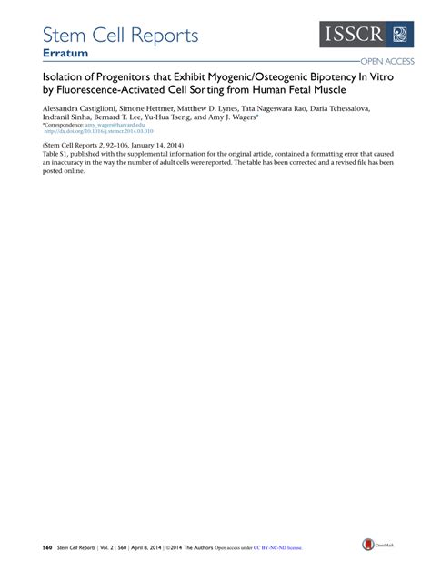 Pdf Isolation Of Progenitors That Exhibit Myogenic Osteogenic Bipotency In Vitro By