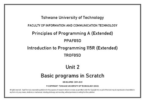 Ppa Tro F05d Unit 2 Scratch Part 2 Final Copy Tshwane University Of Technology Faculty Of