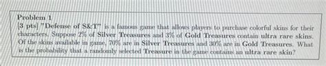 Solved Problem 1 3 Pts Defense Of S T Is A Famous Game Chegg Com