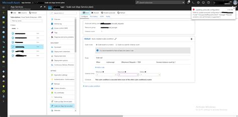 azure failed to update autoscale configuration stack overflow