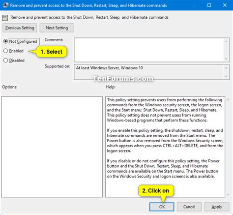 Disable Shut Down Restart Sleep And Hibernate In Windows 10 Tutorials
