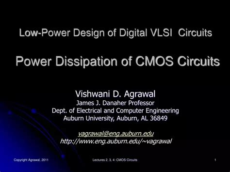 Ppt Low Power Design Of Digital Vlsi Circuits Power Dissipation Of Cmos Circuits Powerpoint