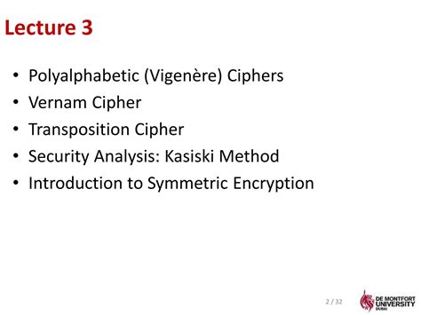 solution lecture 3 vigenere vernam transposition kasiski method vernam