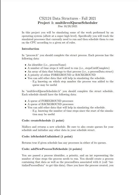 Project 1 Multilevelqueuescheduler Code In C In