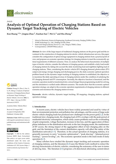 Pdf Analysis Of Optimal Operation Of Charging Stations Based On Dynamic Target Tracking Of