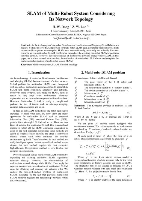 slam of multi robot system considering its network topology pdf