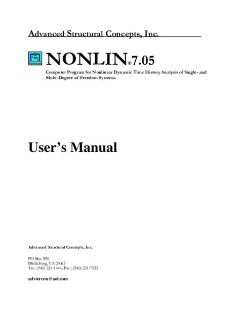 Pdf Nonlin®705 Computer Program For Nonlinear Dynamic Time History