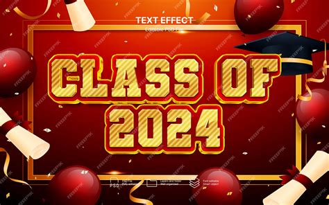 Premium Psd Class Of 2024 Text Effect