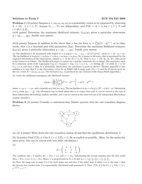 Solutions To Examination 2 Random Processes Ece 534 Docsity