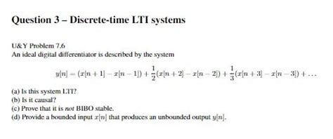 solved question 3 discrete time lti systems u and y problem