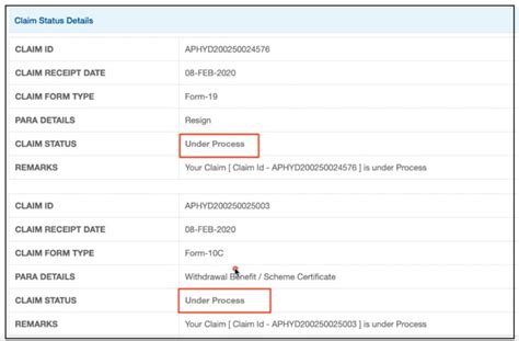 EPF Claim Status Shows Under Process For PF Forms C