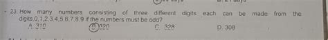 Solved How Many Numbers Consisting Of Three Different Digits