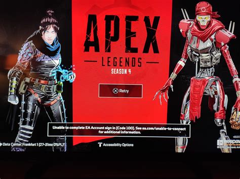 code 100 unable to connect r apexlegends