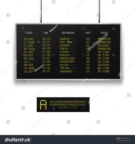 Realistic 3d Digital Led Airport Board Stock Vector Royalty Free