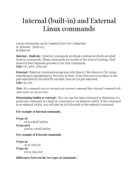 Internal Built In And External Linux Commands Pdf