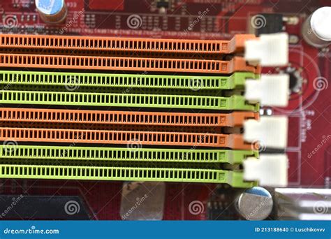 RAM And Connectors On The Computer S Motherboard Stock Photo Image Of Electrical Technology