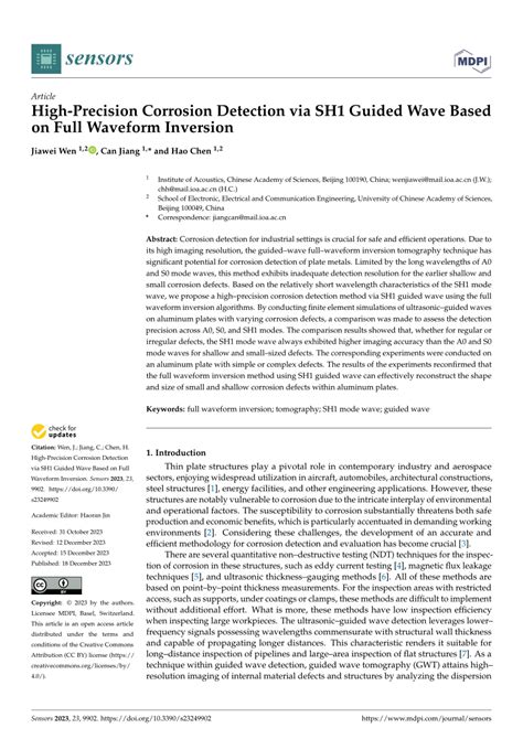 Pdf High Precision Corrosion Detection Via Sh1 Guided Wave Based On
