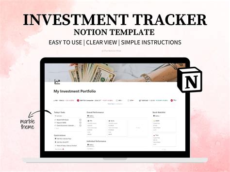 notion template investment tracker stock market notion dashboard notion