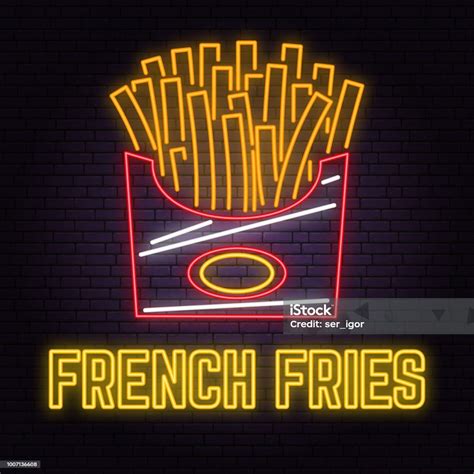 레트로 네온 감자 튀김 벽돌 벽 바탕에 서명 카페 호텔 레스토랑 또는 모텔에 대 한 디자인 0명에 대한 스톡 벡터 아트 및 기타 이미지 Istock
