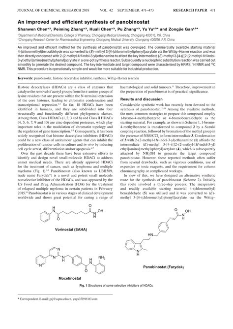 An Improved And Efficient Synthesis Of Panobinostat