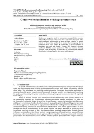 Gender Voice Classification With Huge Accuracy Rate PDF