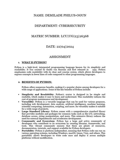 Intro To Python Assignment Pdf Python Programming Language