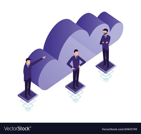 Cloud Computing With Businessmen Character Vector Image