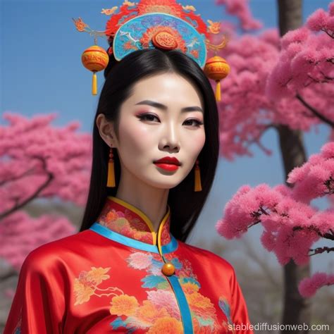 Vibrant Image Of Tall Chinese Woman Stable Diffusion Online