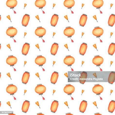 일본식 수채화 이음새가 없는 패턴 축제 등불 생일 축하해요 공휴일에 대한 스톡 벡터 아트 및 기타 이미지 공휴일 귀여운 노랑 Istock